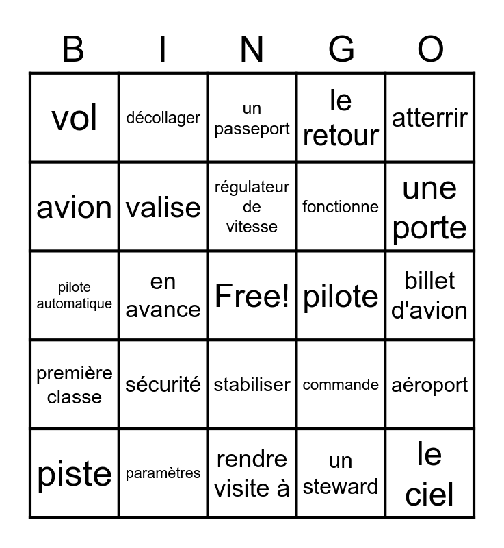 Les pilotes automatiques Bingo Card