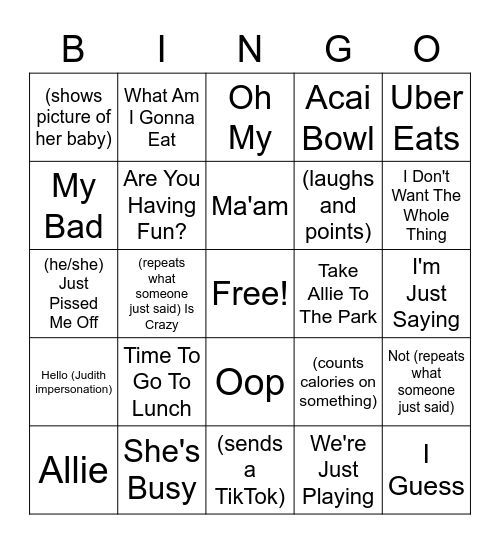 Sheronda Bingo Card