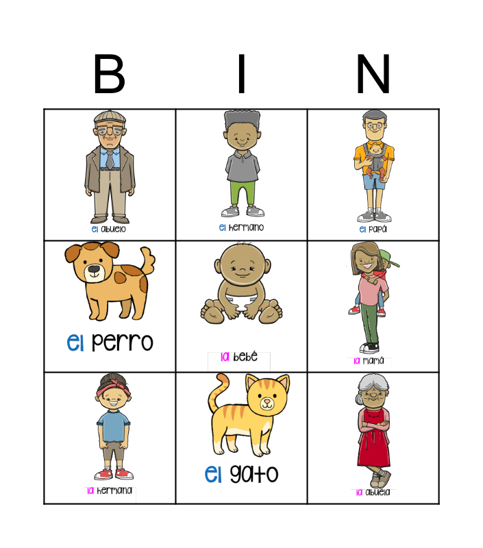 Familia Bingo Card
