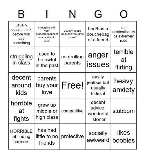 kinnie bingo Card
