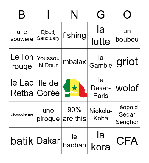 Le Sénégal Bingo Card