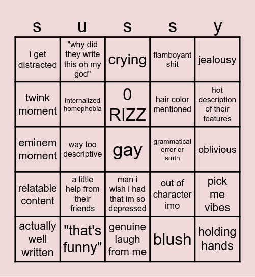 general gay fanfiction bingo Card