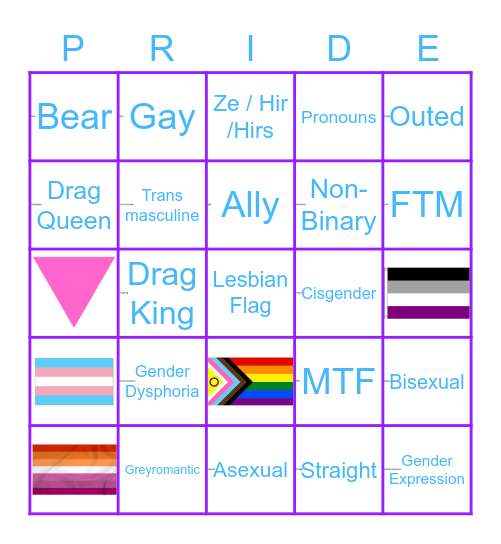 Totem Pride Month Bingo Card