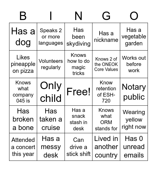 Operations Records Lifecycle Management Bingo Card