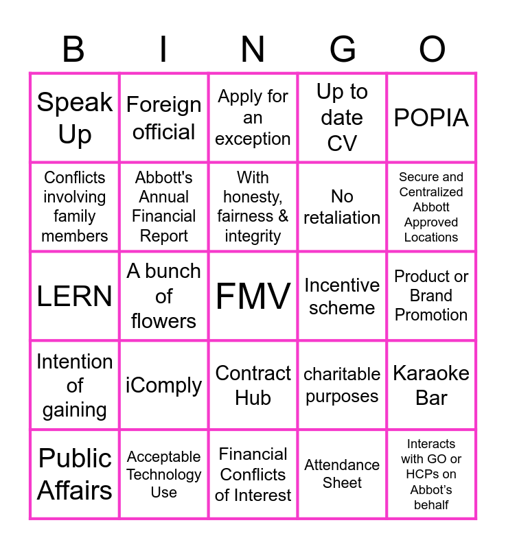 Compliance Quest - BINGO Edition Bingo Card