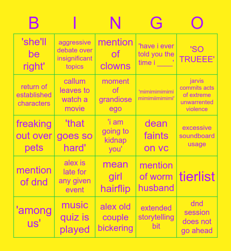 the council bingo Card