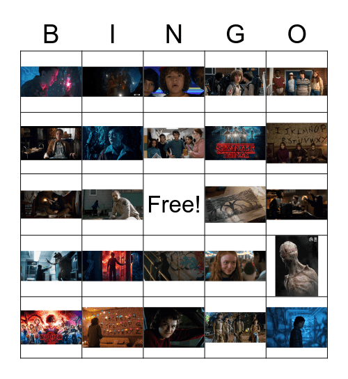 Stranger Things Bingo Card