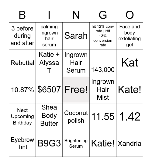 STRUT SESSION BINGO Card