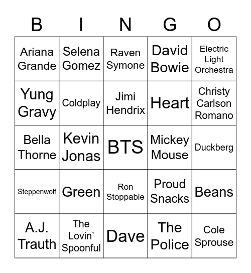 And You're Watching Disney Channel/Magical Music Bingo Card