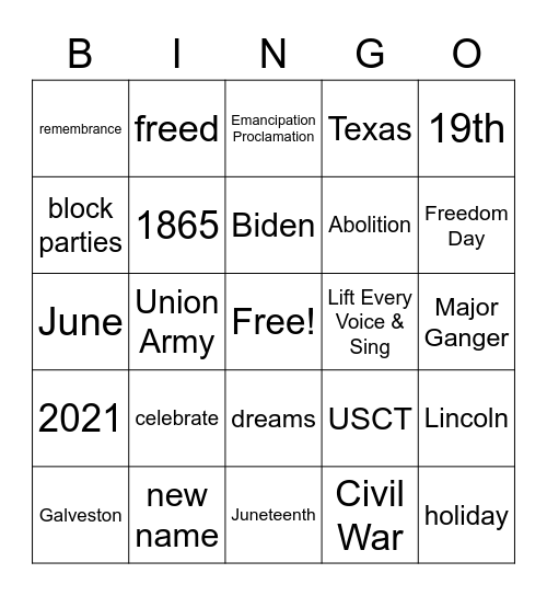 Juneteenth Bingo Card