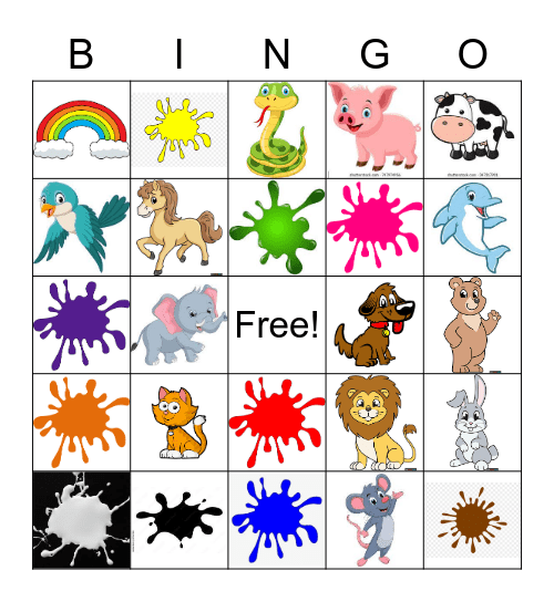 Colors and Animals ASL Bingo Card