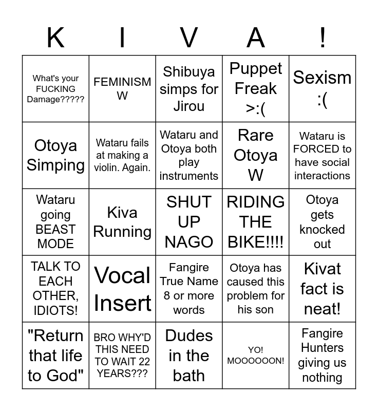 KIVA BINGO Card