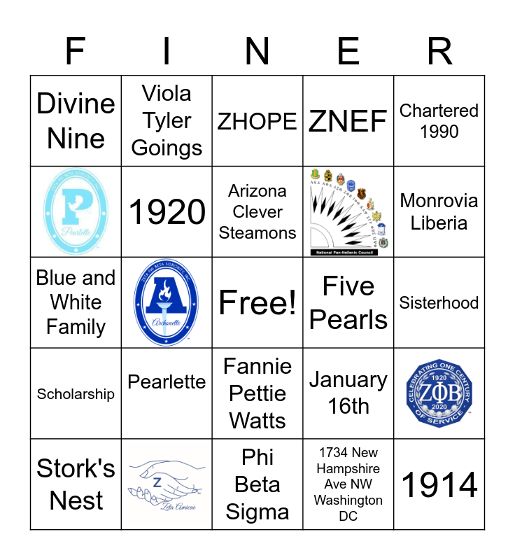 Blue and White Family Bingo Card