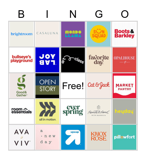 Target Brand Bingo Card