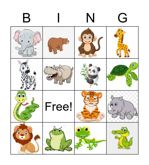 wild animals Bingo Card