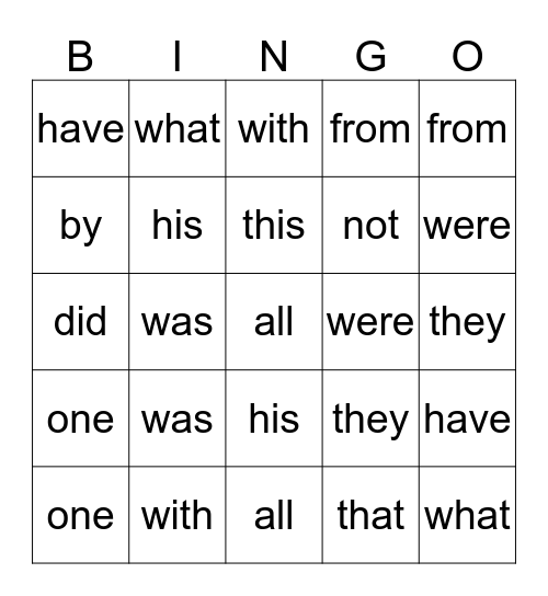 Gui's Words Bingo Card
