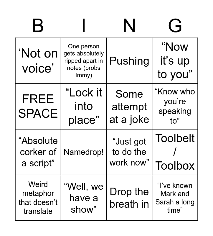Wingo Bingo Card