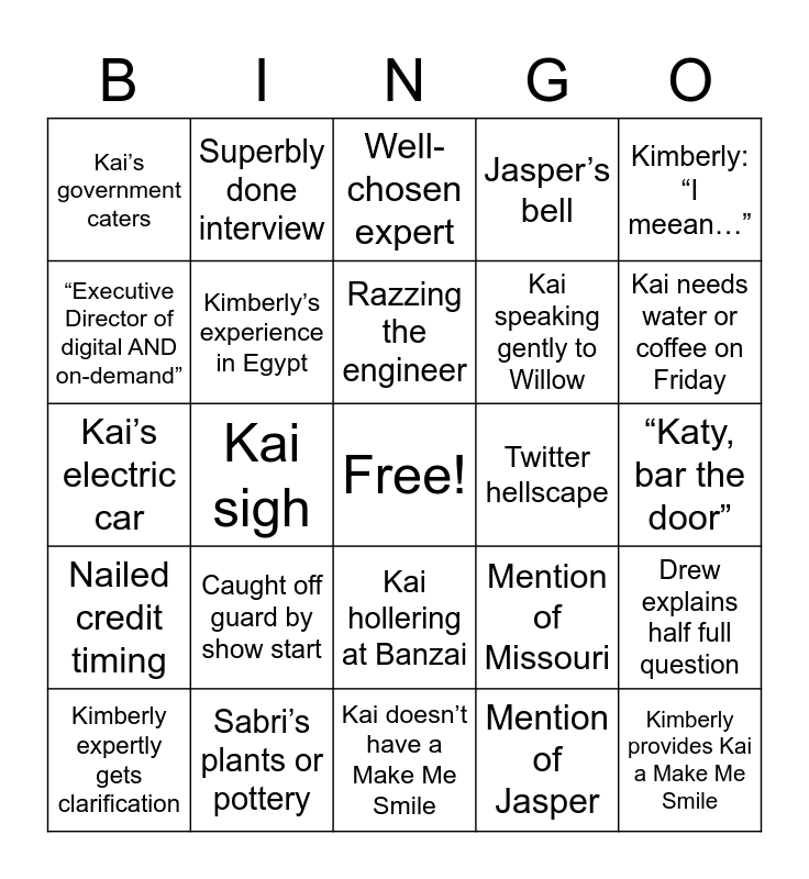 Make Me Smart Bingo Card