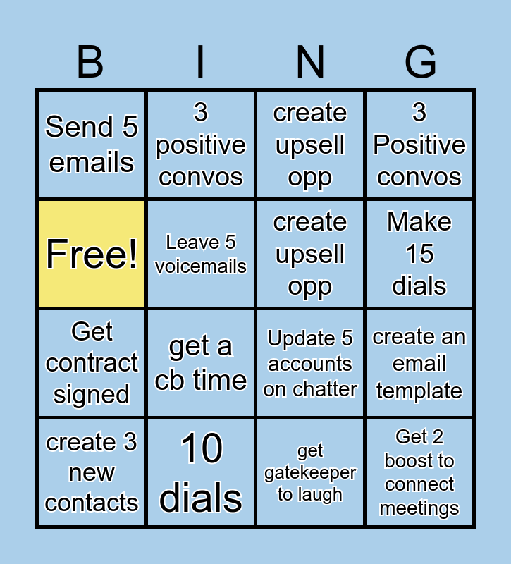 Partner Bingo Card