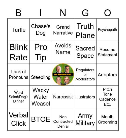 Behavior Panel Bingo Card