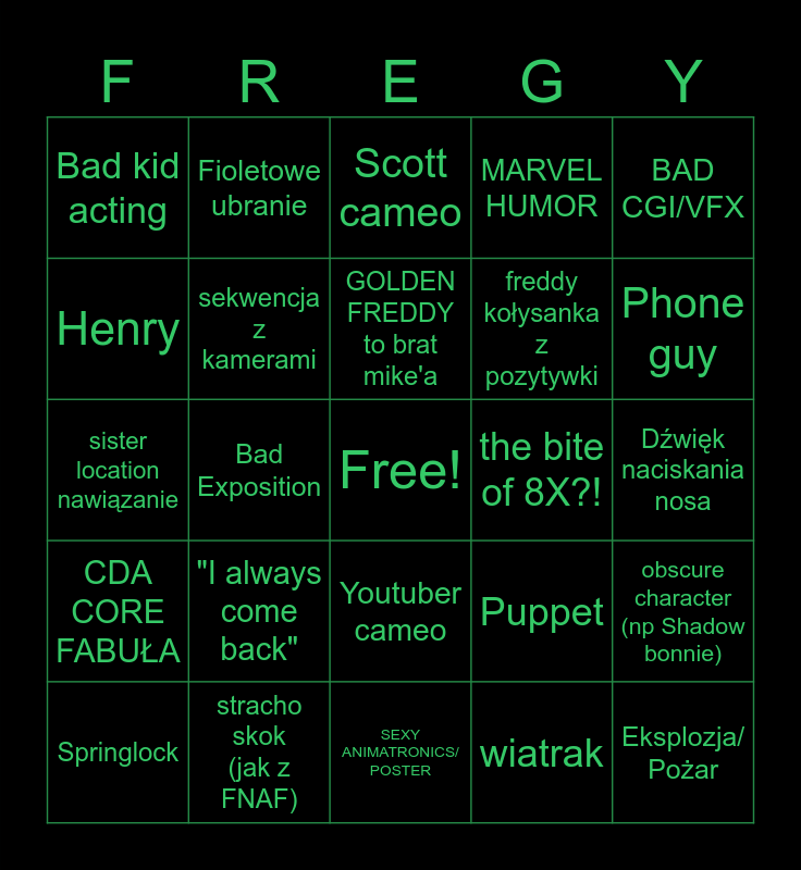FNAF BINGO Card