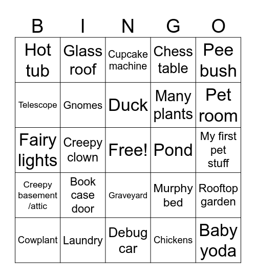 Shell Tour Bingo Card