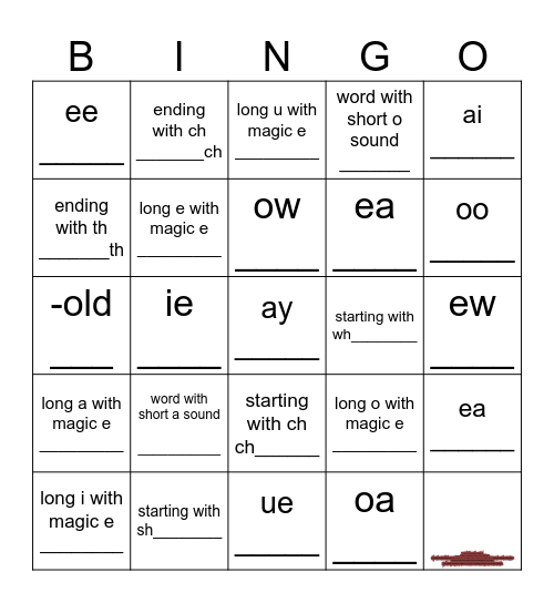 Phonemic Bingo Card