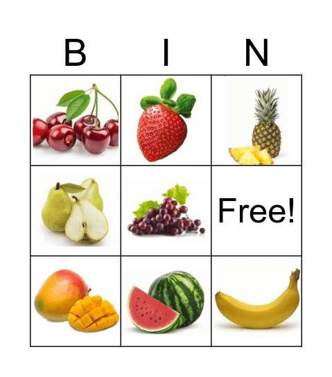 FRUIT Bingo Card