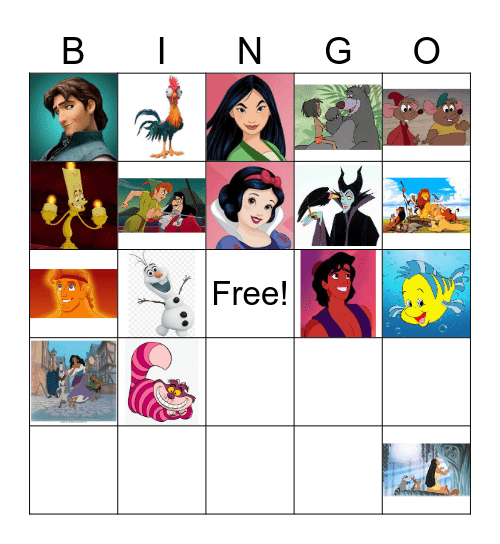 Disney Musicals Bingo Card