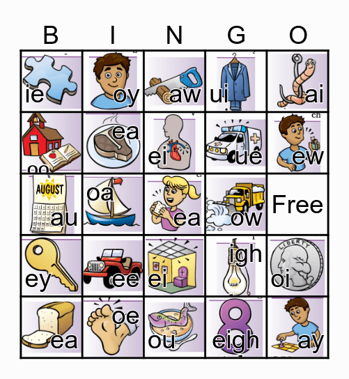 Vowel Teams Bingo Card