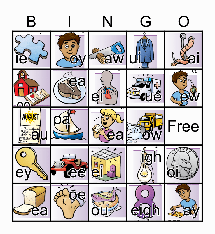 Vowel Teams Bingo Card