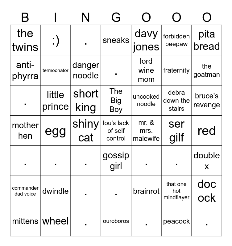 Atop the Moon's Envy Bingo Card
