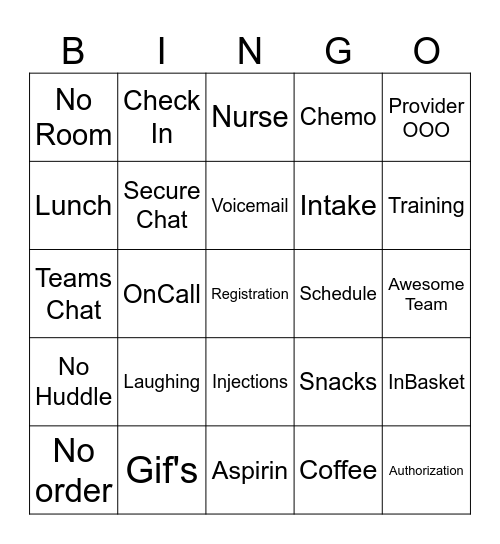 Patient Access Daily Life Bingo Card