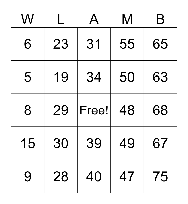 CAMP LBMS 2023 Bingo Card