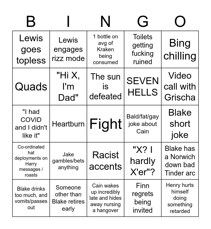 Norwich Bingo Card