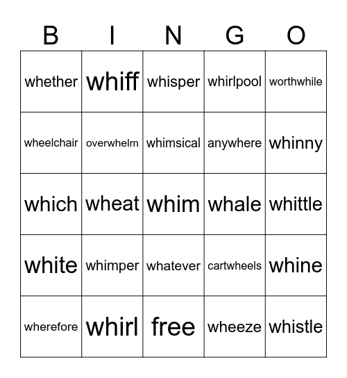 List 32 Bingo Card
