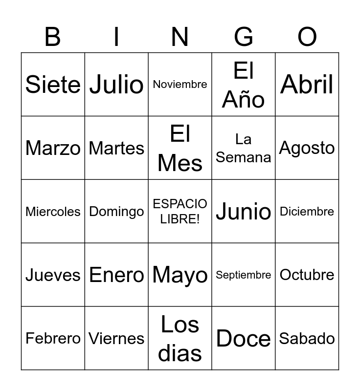 Calendario Bingo Card