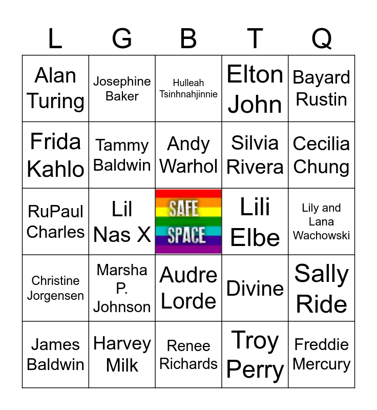 LGBTQ+ Historical Figures Bingo Card