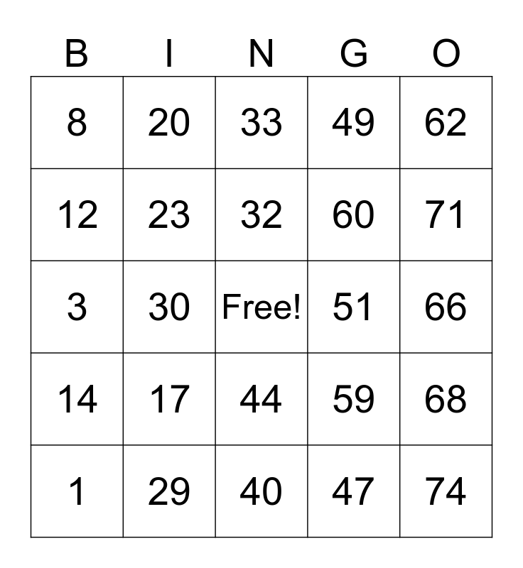 Yeti to Grow BINGO Card