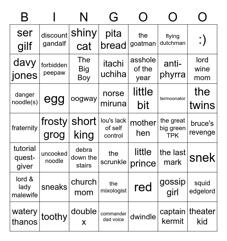 Atop the Moon's Envy Bingo Card