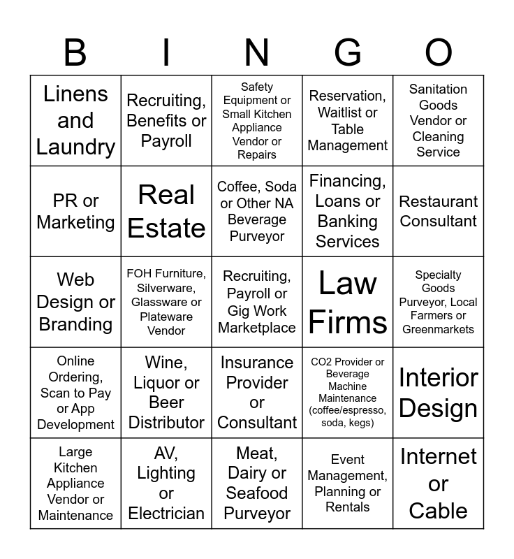 Local Partner Bingo! Bingo Card
