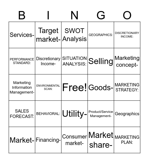 Marketing Bingo Card