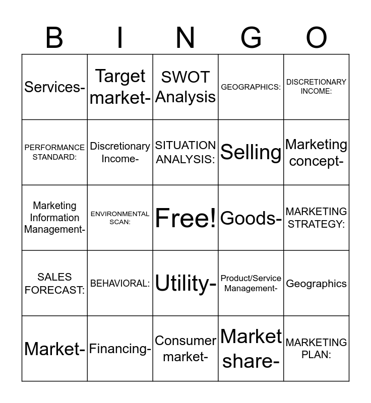 Marketing Bingo Card