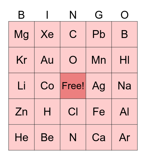 ATOMIC BINGO Card