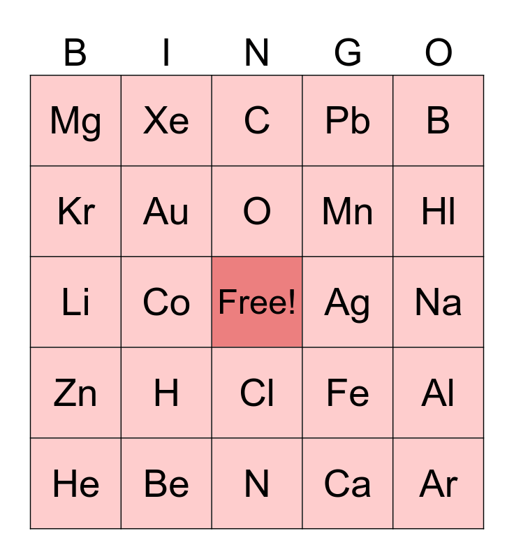 ATOMIC BINGO Card