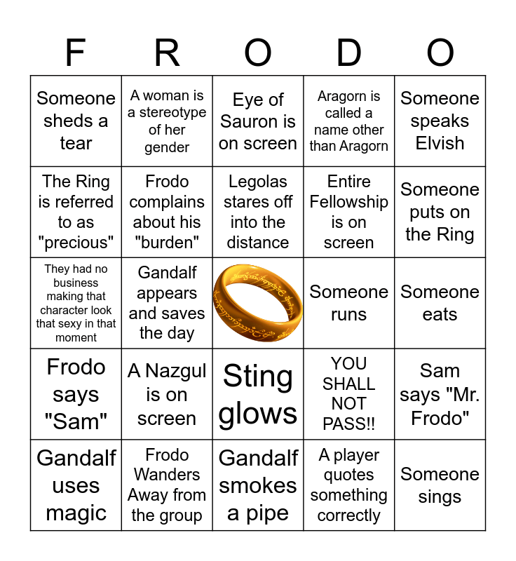 LotR Bingo Card