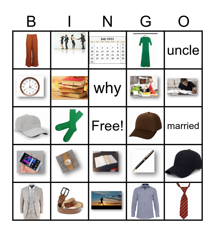 Review Unit1-2 Vocabulary Bingo Card