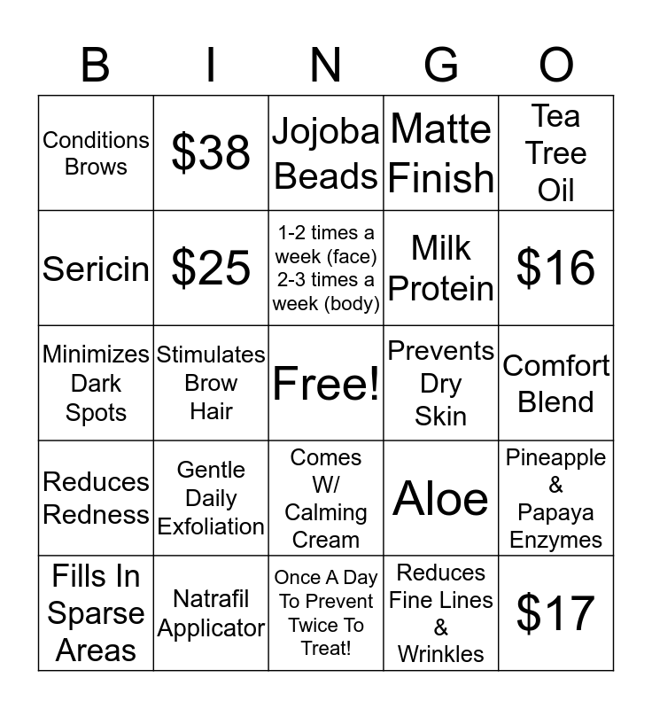 EWC Product Bingo Card