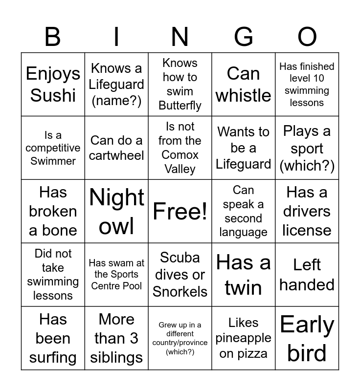 Meet and Greet Bingo! Bingo Card