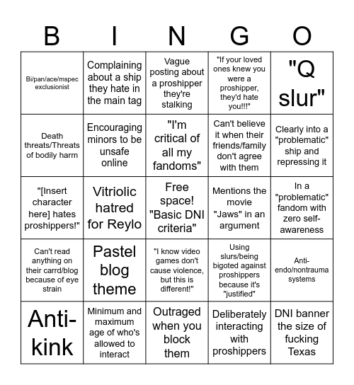 Anti Bingo Card